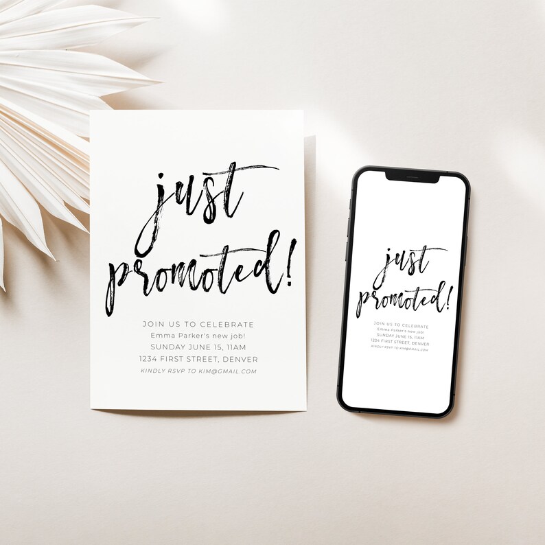 Just Promoted Party Invitation Template: Brush Script (digital Download ...
