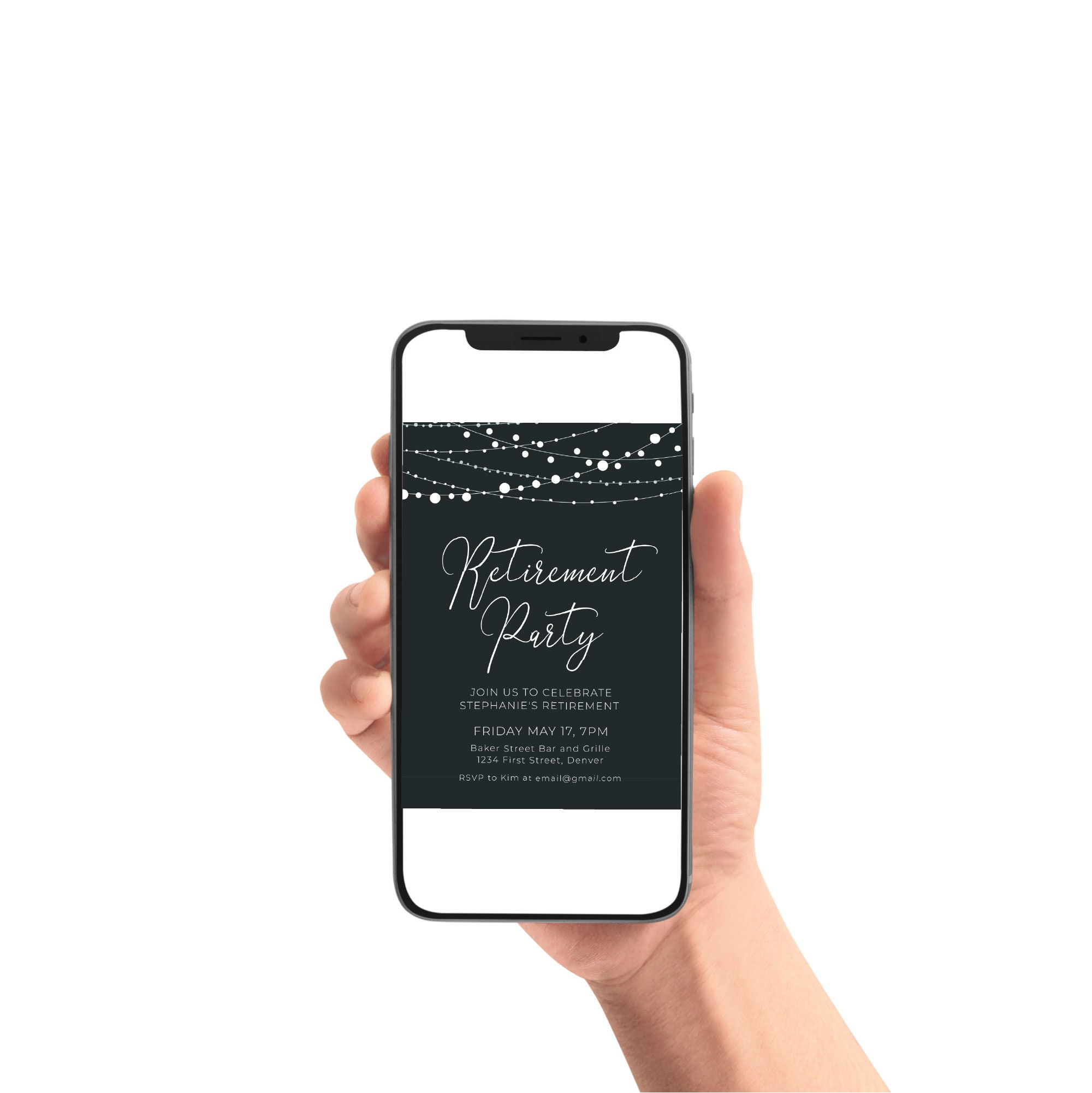 Hanging Lights Retirement Party Invitation Template - Editable and ...
