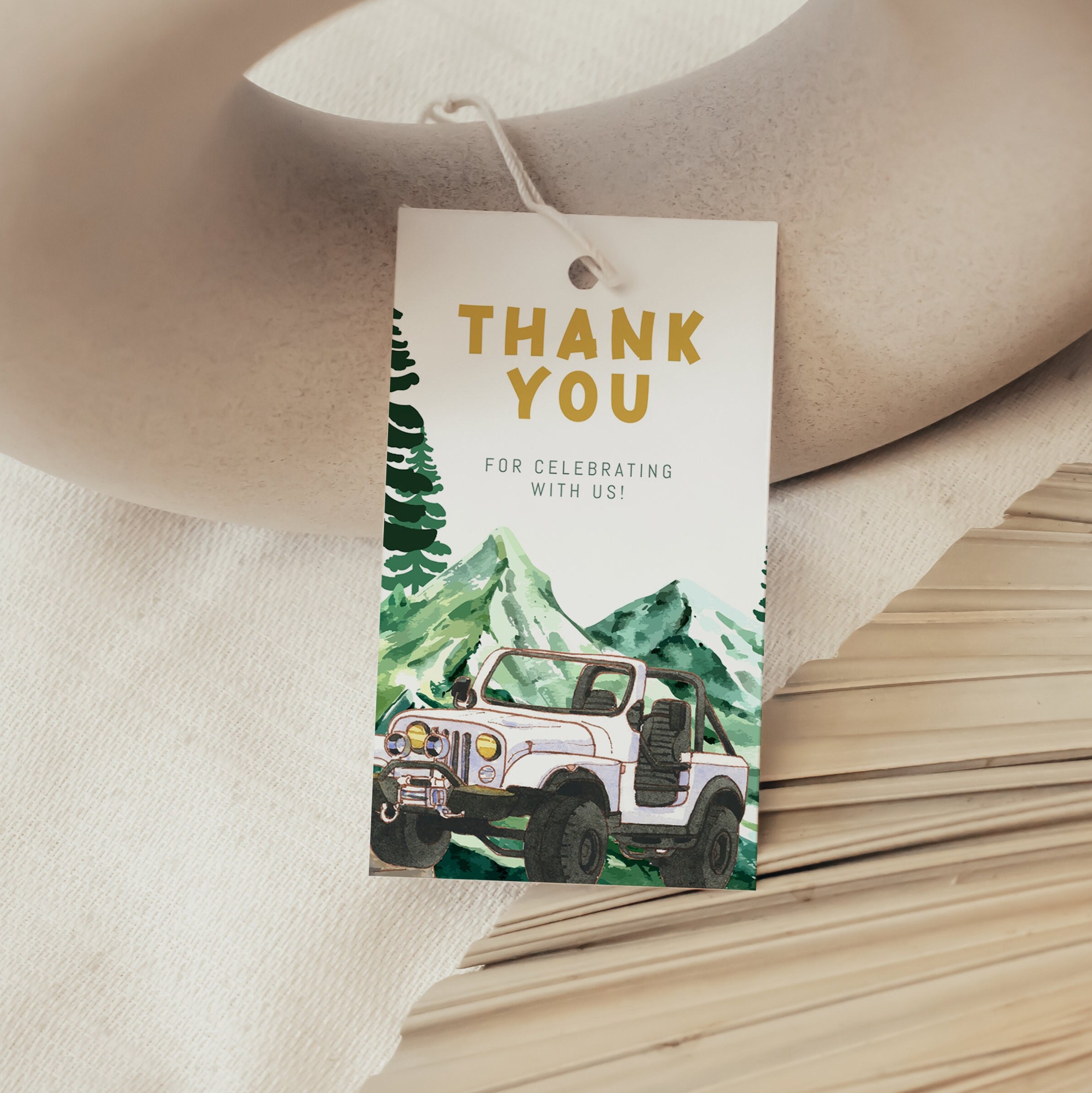 Off-roading Birthday Thank You Tag: Camping Jeep Theme (digital ...