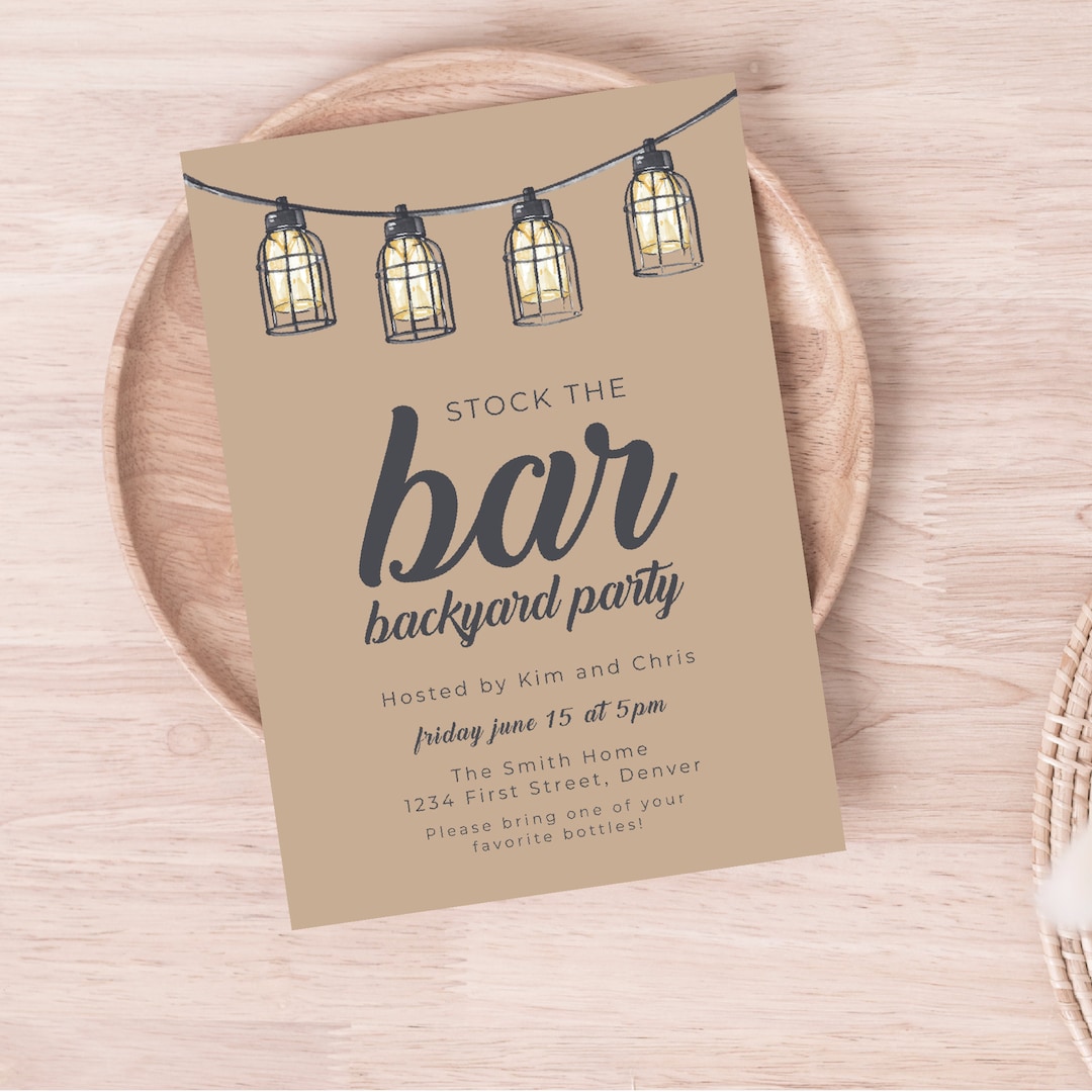 Stock the Bar Invitation Template: Hanging Lanterns, 5x7 Inch (digital ...