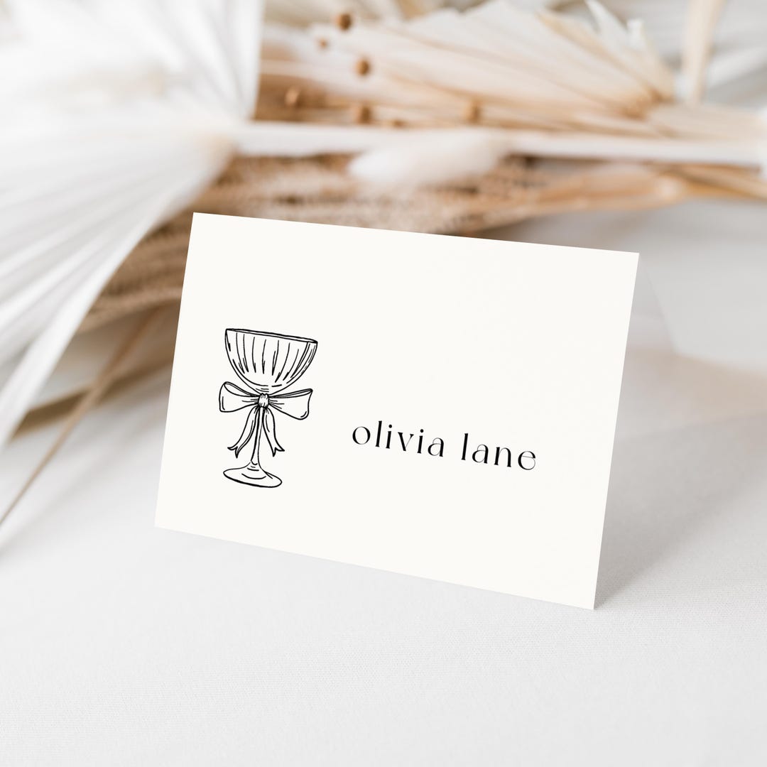 Simple Elegant Place Card Name Card Food Table Tent With Champagne ...