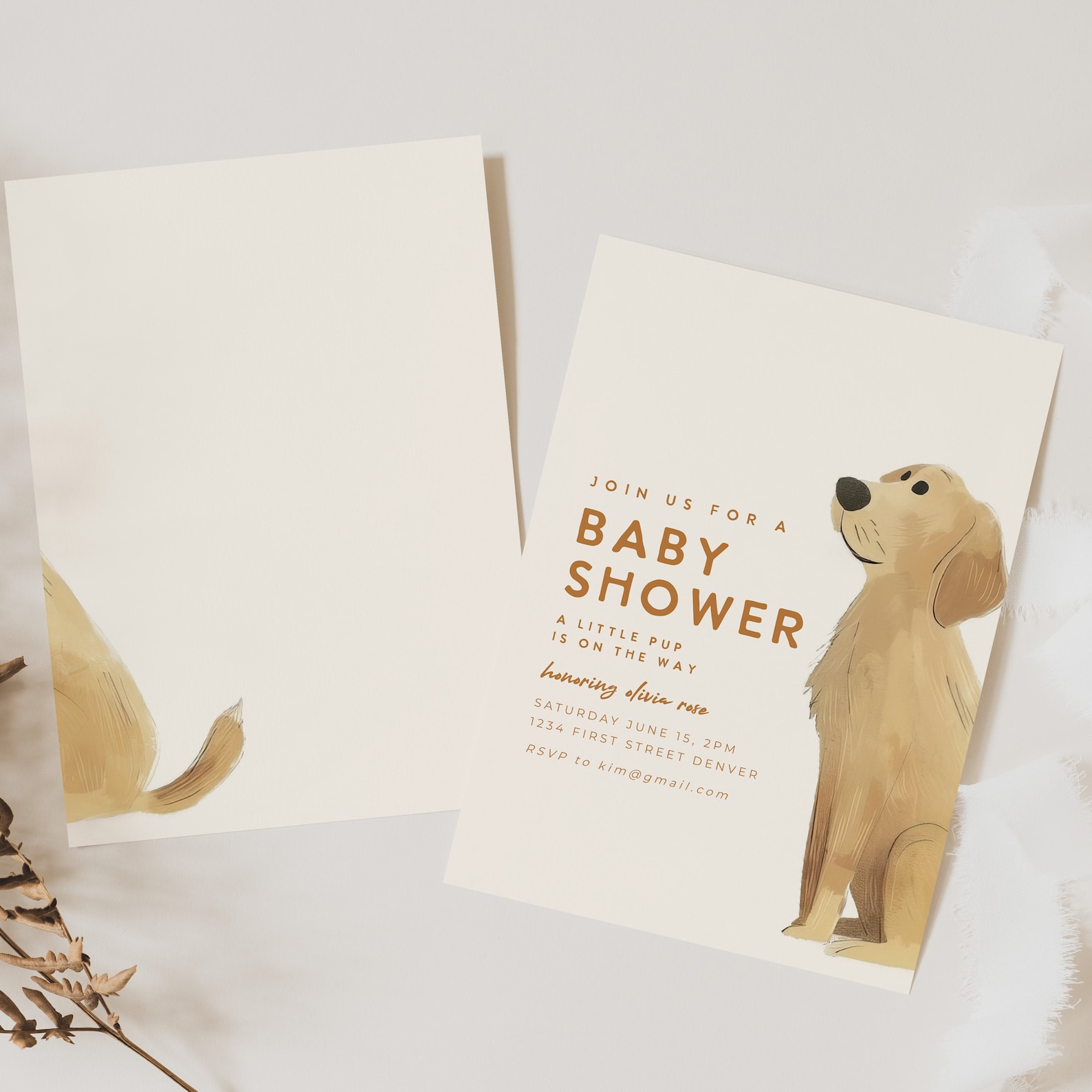 Dog Puppy Themed Baby Shower Invitation Template With Lab Retriever ...
