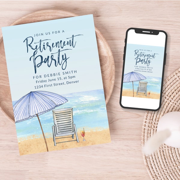 Beach Retirement Party Invitation - Etsy