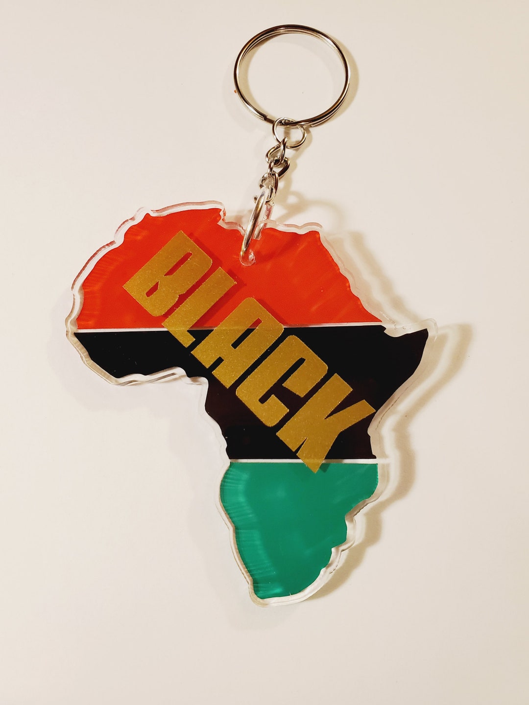 Pan-african BLACK Africa Shaped Keychain, Africa Shaped, Red Black ...
