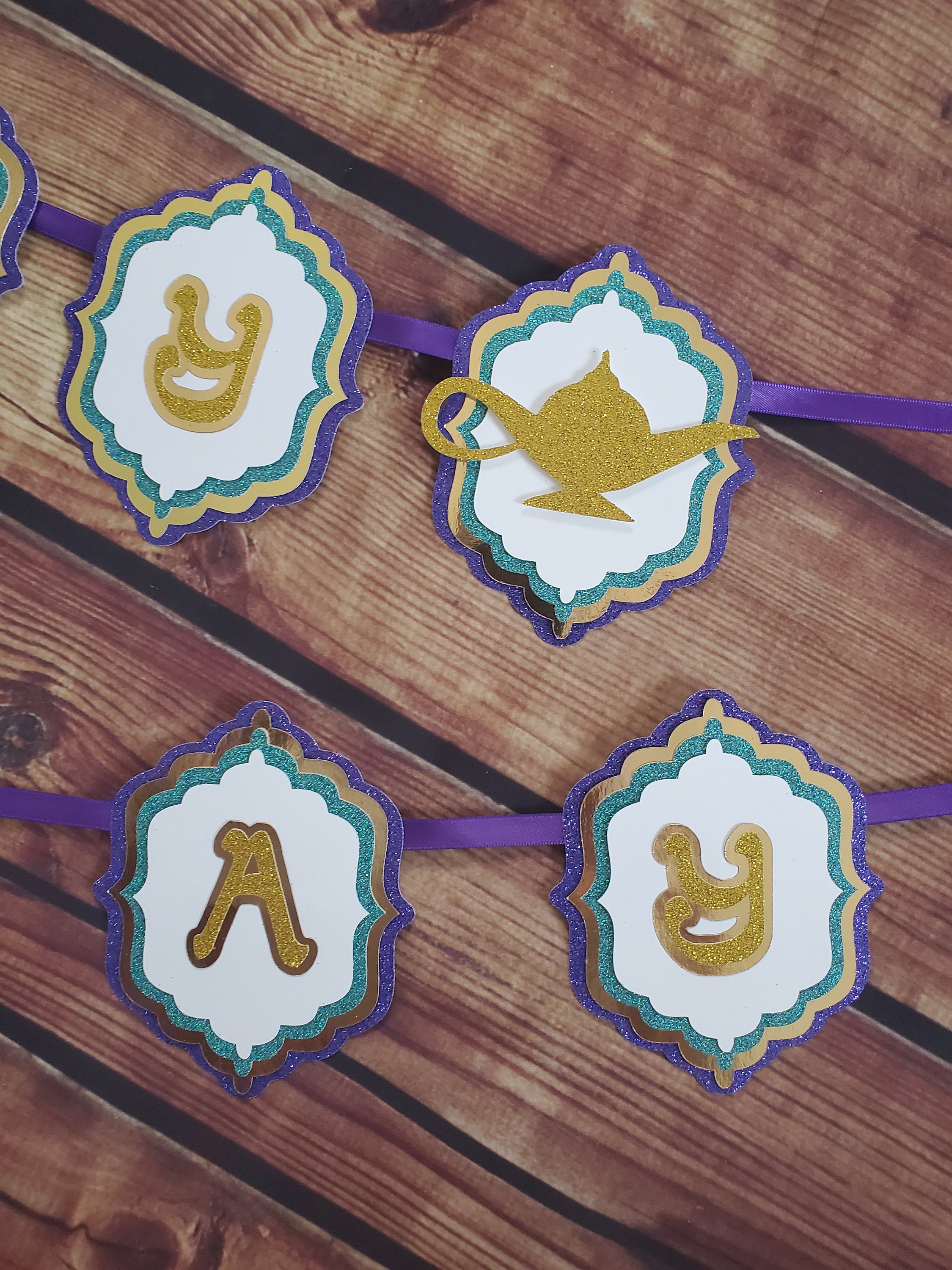Aladdin inspired banner birthday banner Aladdin decoration | Etsy