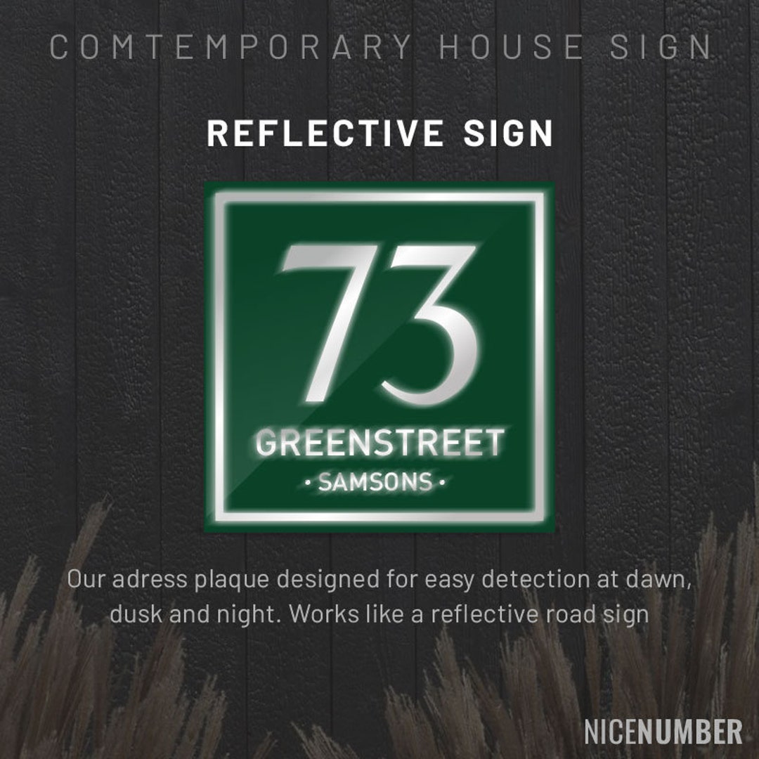 Contemporary Reflective House Sign CLS-2 | Personalized Modern Address ...
