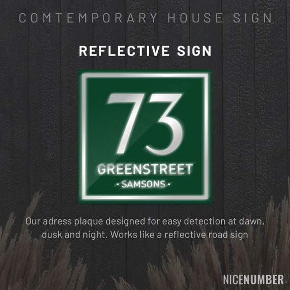 Contemporary Reflective House Sign CLS-2 Personalized Modern - Etsy
