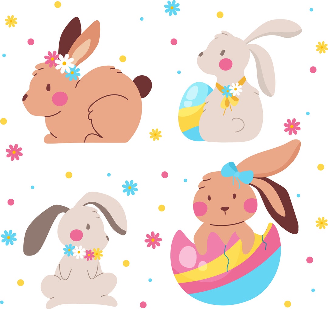 Hand Drawn Easter Bunny Clipart: SVG, EPS, PNG (digital Download) - Etsy