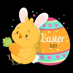 Easter Bunny Chick Clipart: Eggs Cart, Transparent PNG SVG EPS (digital ...