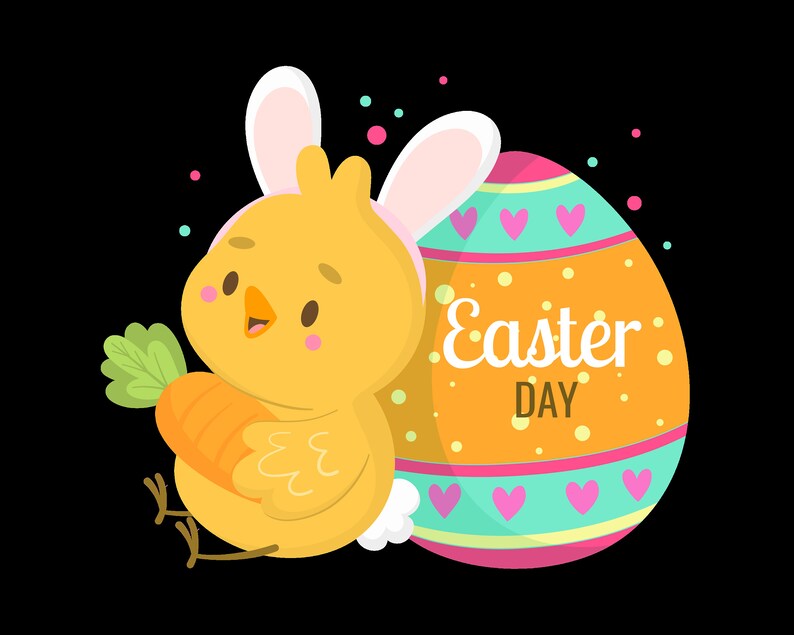 Easter Bunny Chick Clipart: Eggs Cart, Transparent PNG SVG EPS (digital ...