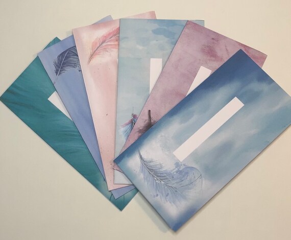 6 Count Feather Cash Envelopes 2 Bonus Envelopes | Etsy