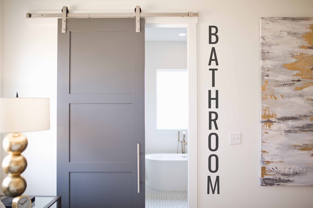 Vertical Bathroom Sign Vinyl Decal for Bathrooms, Restrooms, Baths ...