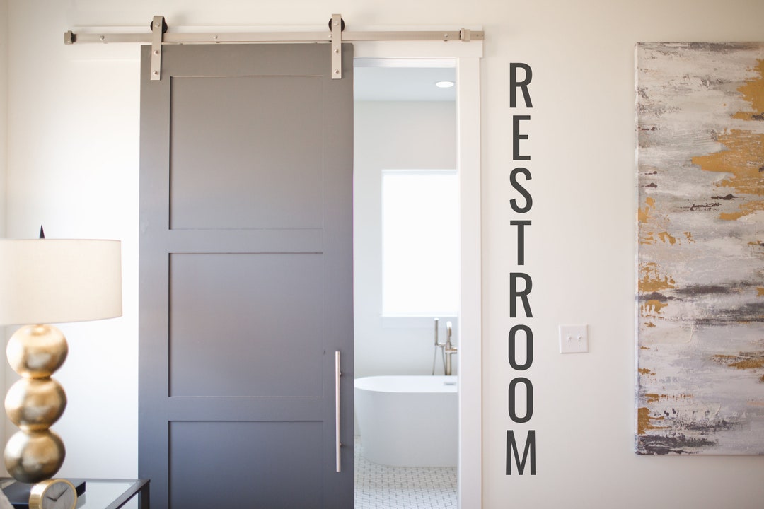 Vertical Restroom Sign Vinyl Decal for Restrooms, Restaurants, Wall ...