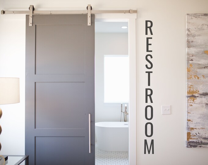 Vertical Restroom Sign Vinyl Decal for Restrooms, Restaurants, Wall ...