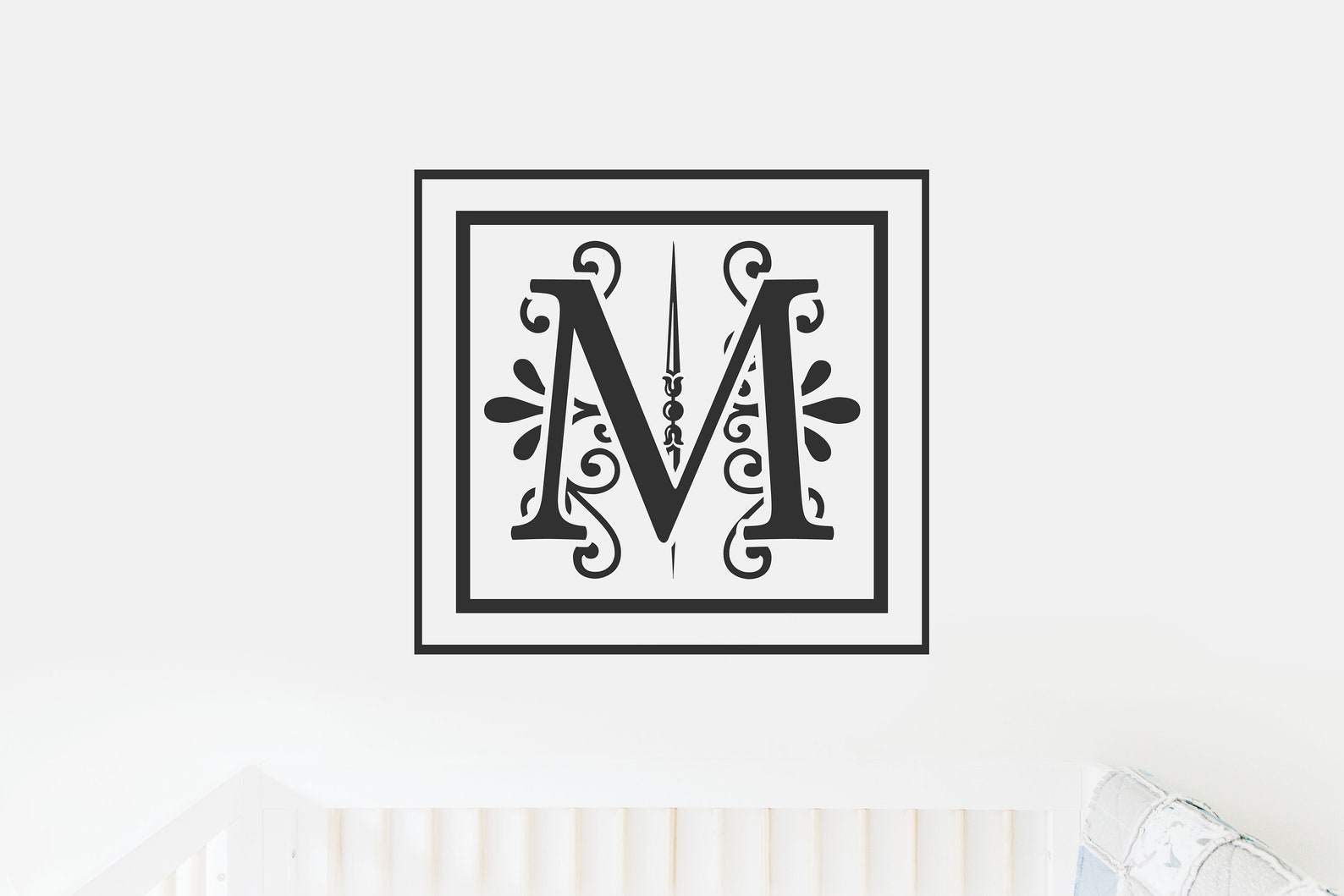 Monogram M Vinyl Decal for Wall Decor Nursery Toddler Room | Etsy