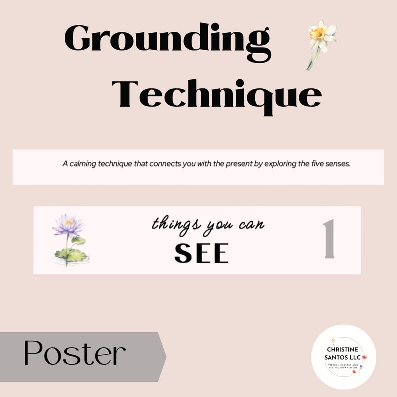 Grounding Technique Poster: Stay Present and Calm in Times of Stress - Etsy