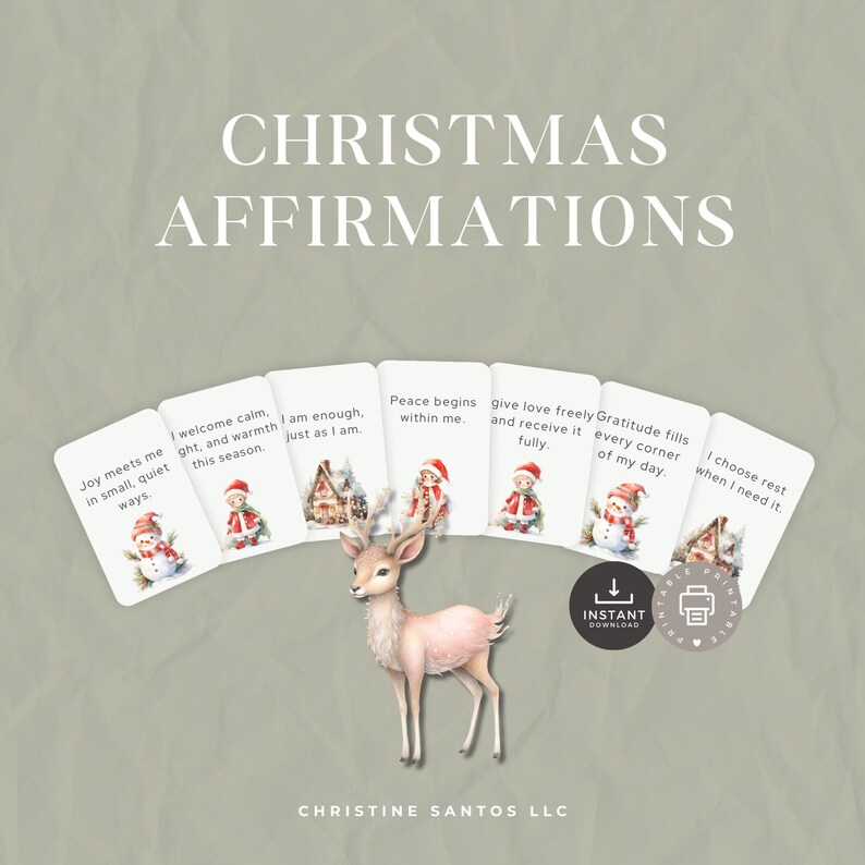 Christmas Affirmation Cards Printable, Winter Mindfulness Deck, Holiday ...