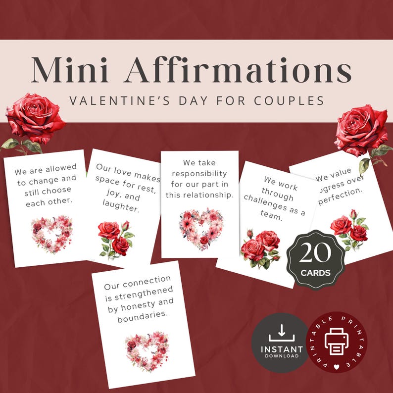 Valentine's Affirmation Cards for Couples | Editable Canva Template ...