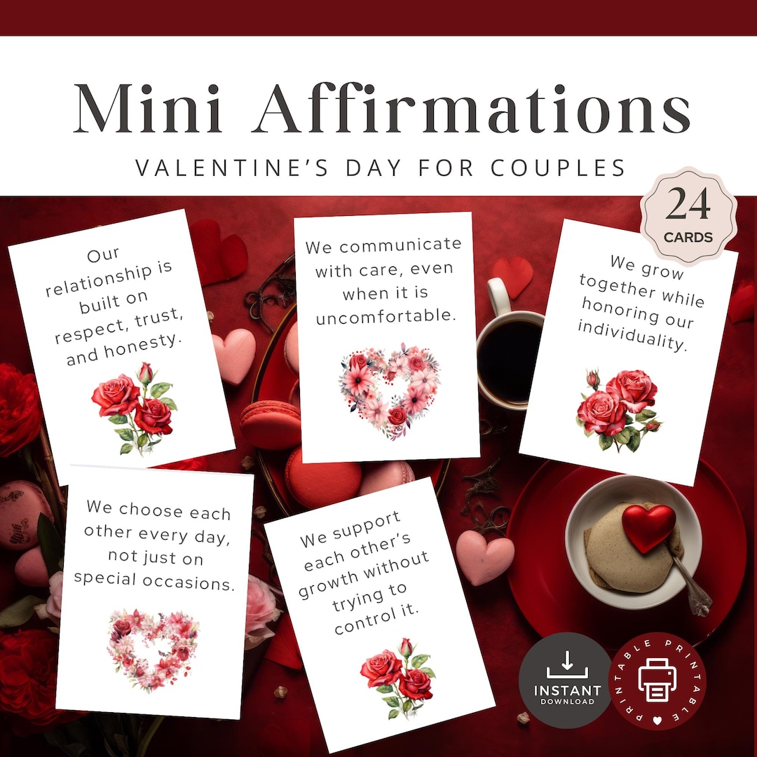 Valentine's Affirmation Cards for Couples | Editable Canva Template ...