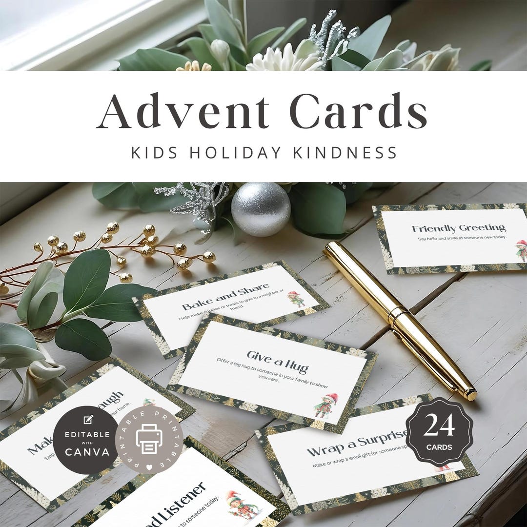 Acts of Kindness Cards, Christmas Advent Calendar Card, Kids Holiday ...
