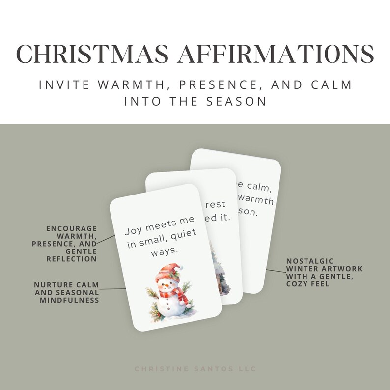 Christmas Affirmation Cards Printable, Winter Mindfulness Deck, Holiday ...