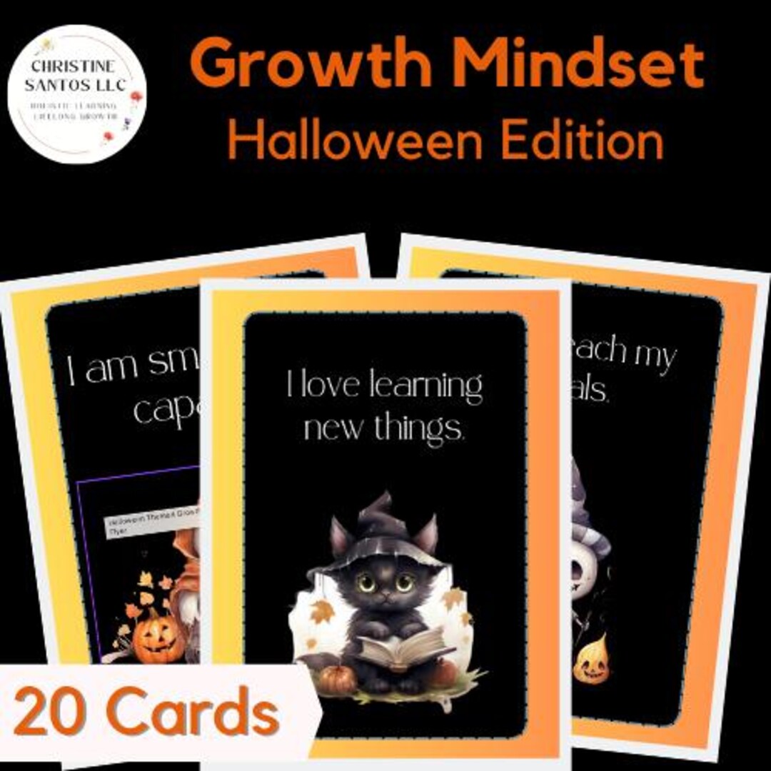 Growth Mindset Cards - Halloween Edition - Affirmation Cards for Kids ...