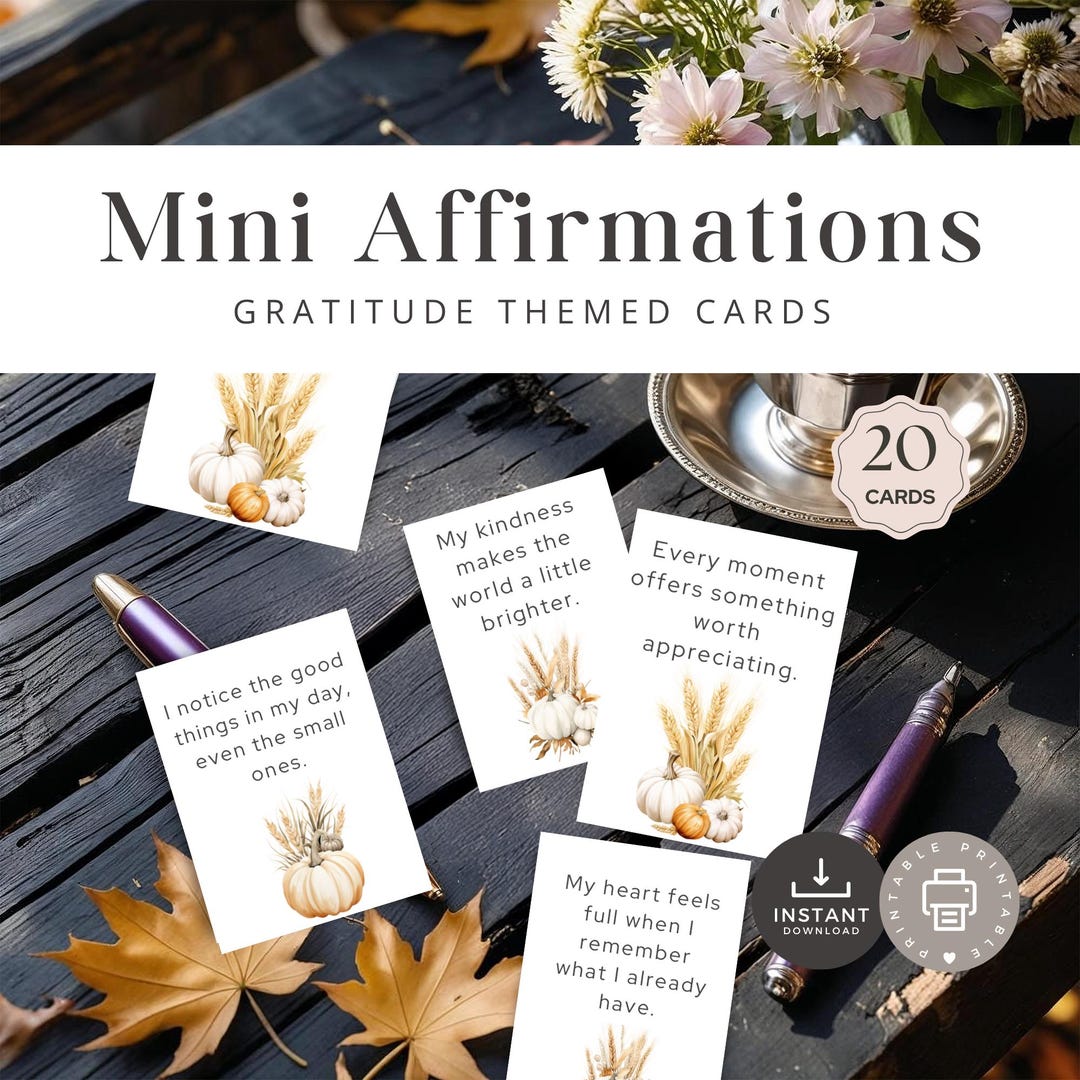 Gratitude Cards Printable, Mindfulness Affirmation Deck, Fall ...