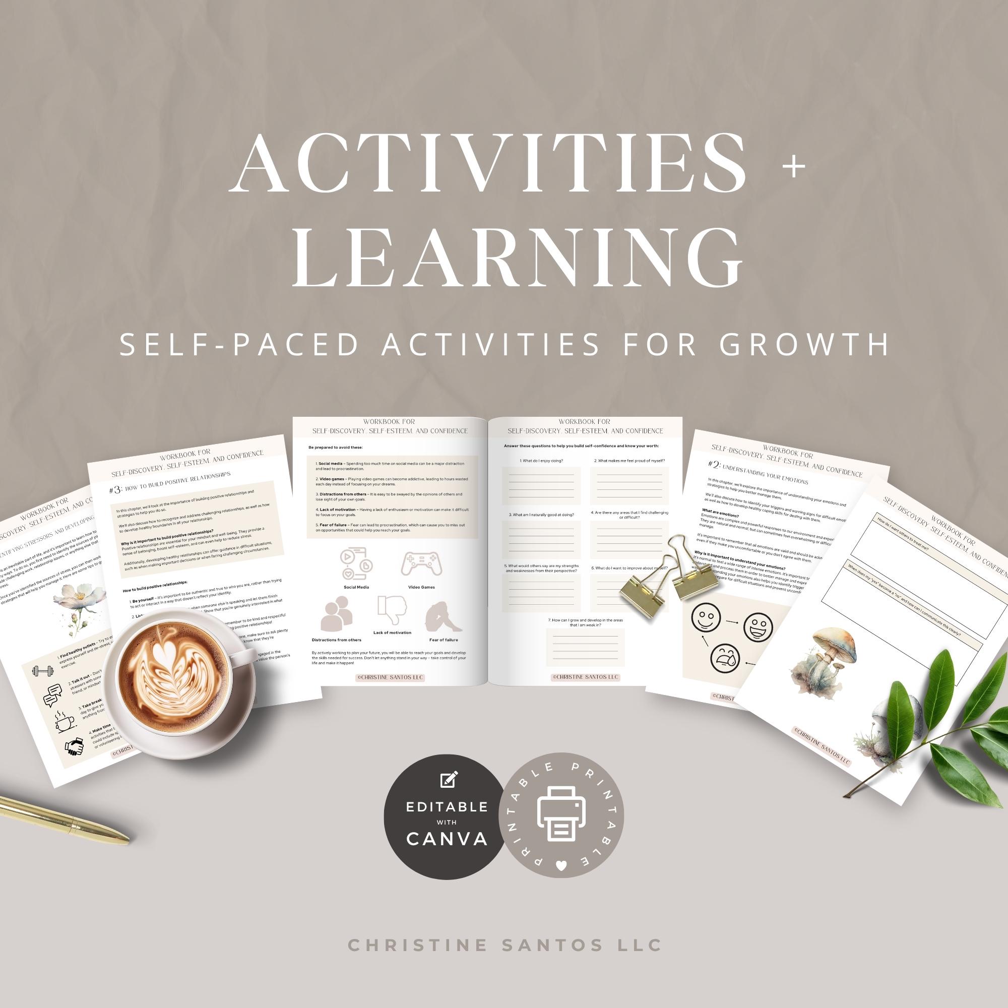 Self-esteem Workbook Adults, Self Confidence Building Planner, Women ...