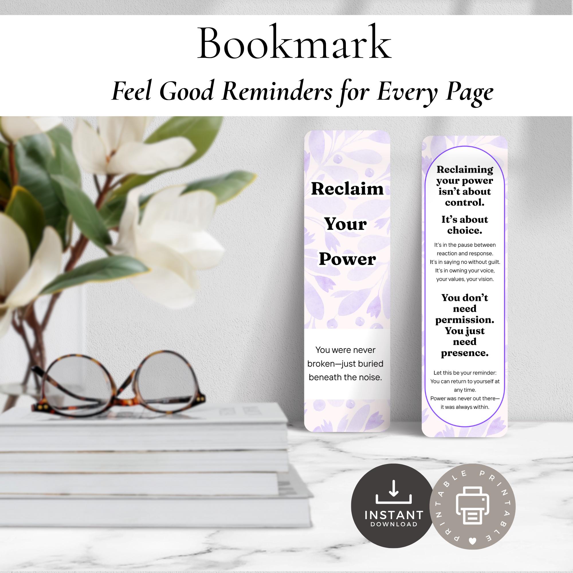 Inspiration Bookmark for Personal Development, Motivational Reading ...