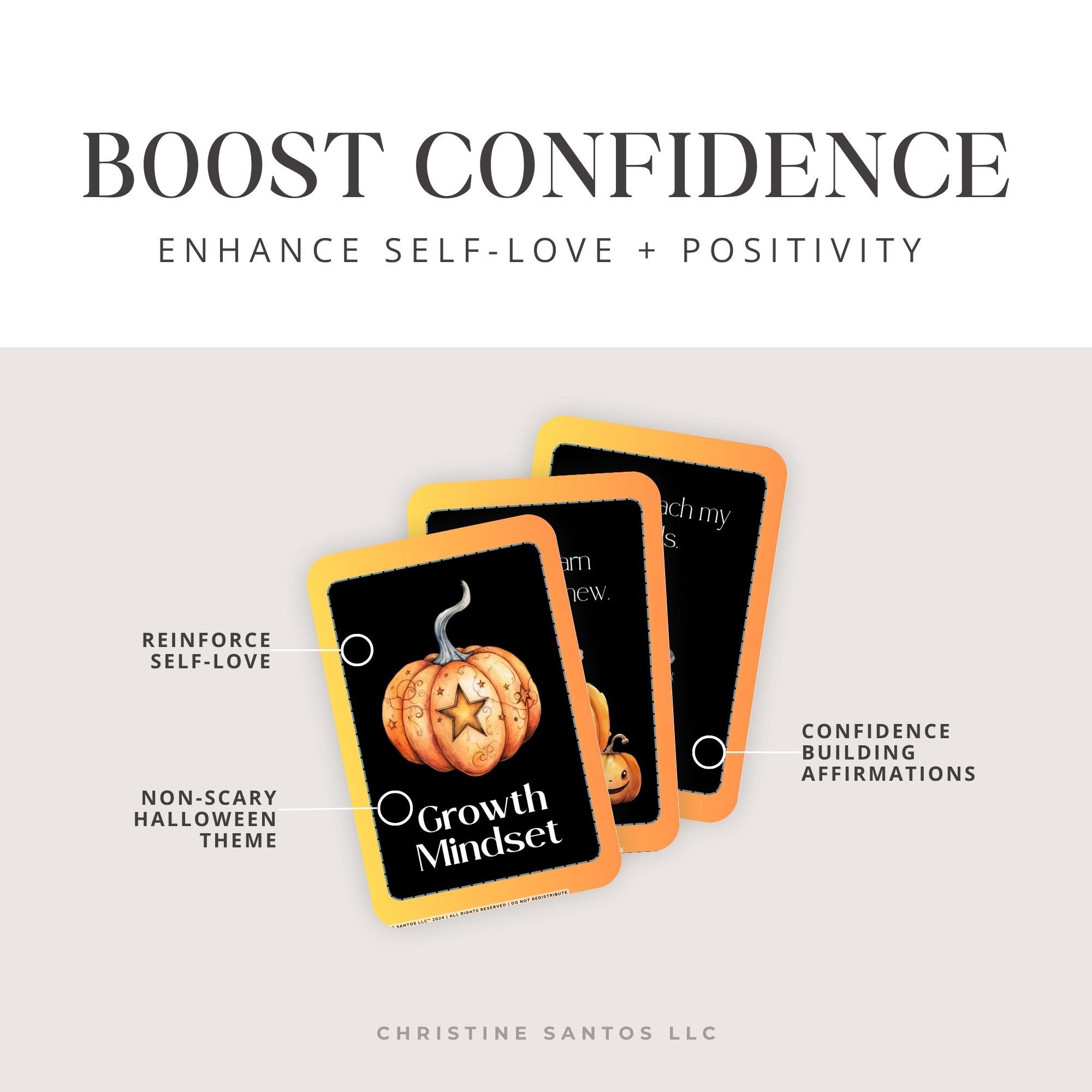 Affirmation Cards for Kids, Halloween Positive Message Set, Mindset ...