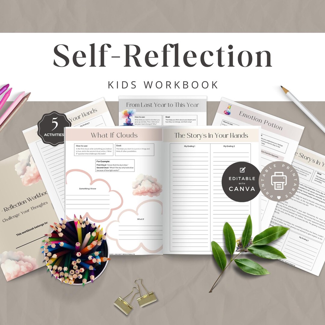Emotional Regulation Workbook for Kids, Self-reflection Worksheets ...