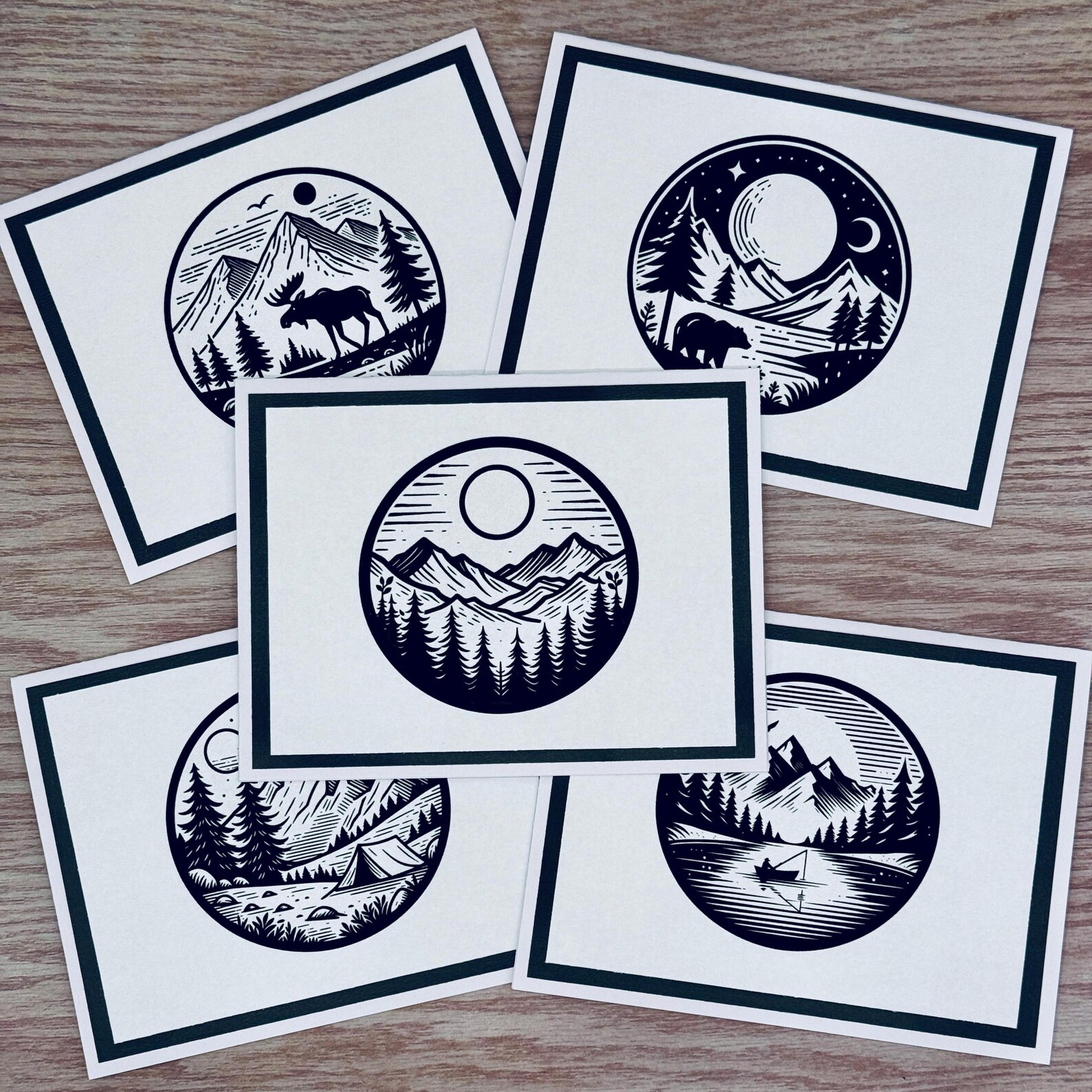 Homemade Mountain Scenery Cards: Camping, Fishing, Wildlife - Etsy