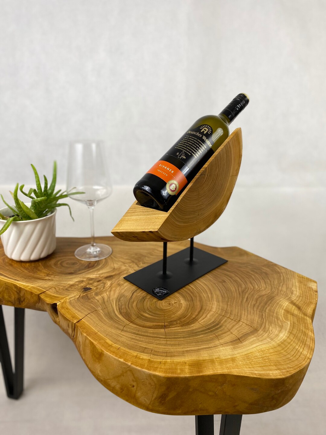 Small Cherry Wood Wine Rack for Christmas Bottle Holder for the Table ...