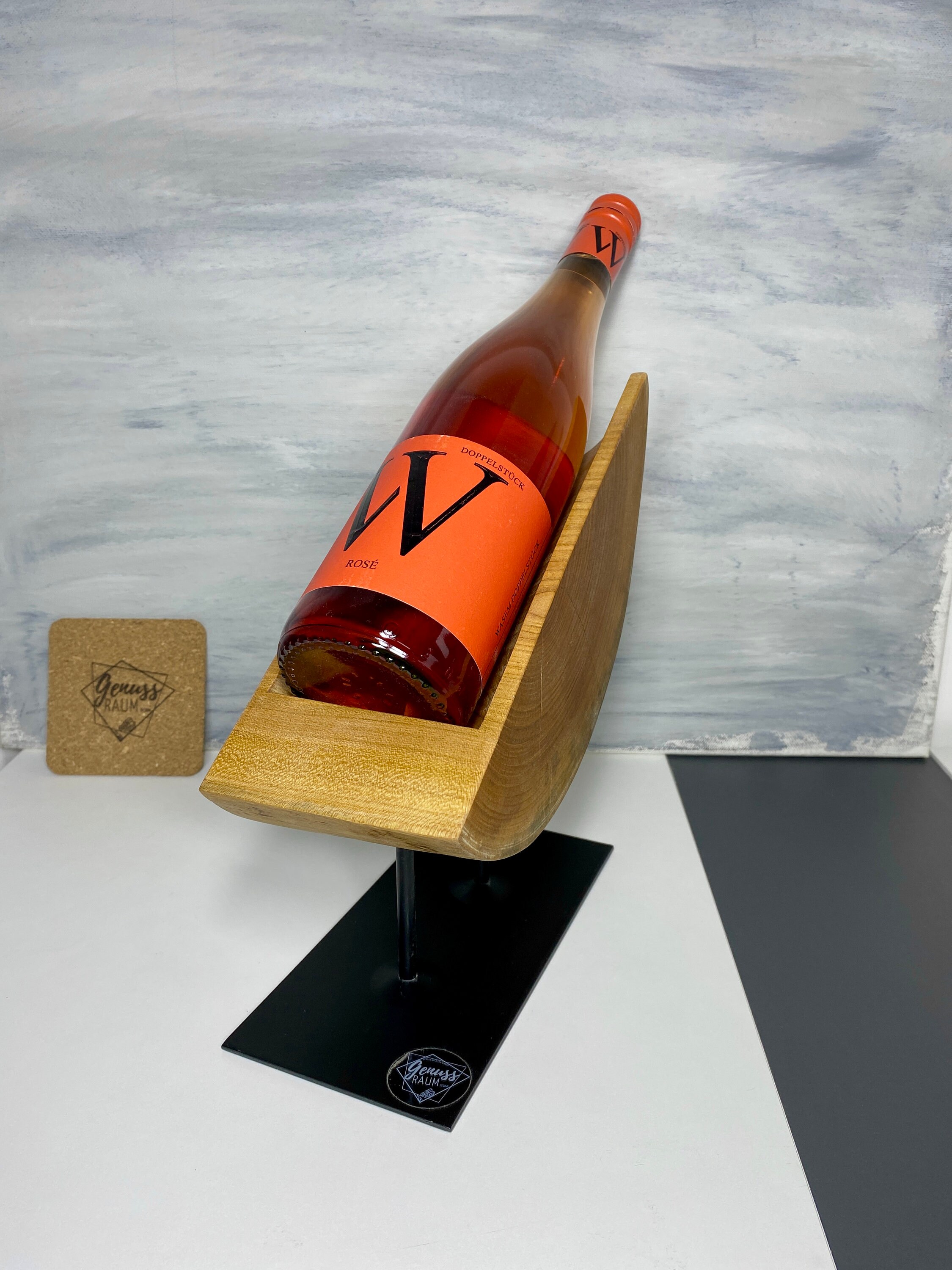 Small Cherry Wood Wine Rack for Christmas Bottle Holder for the Table ...