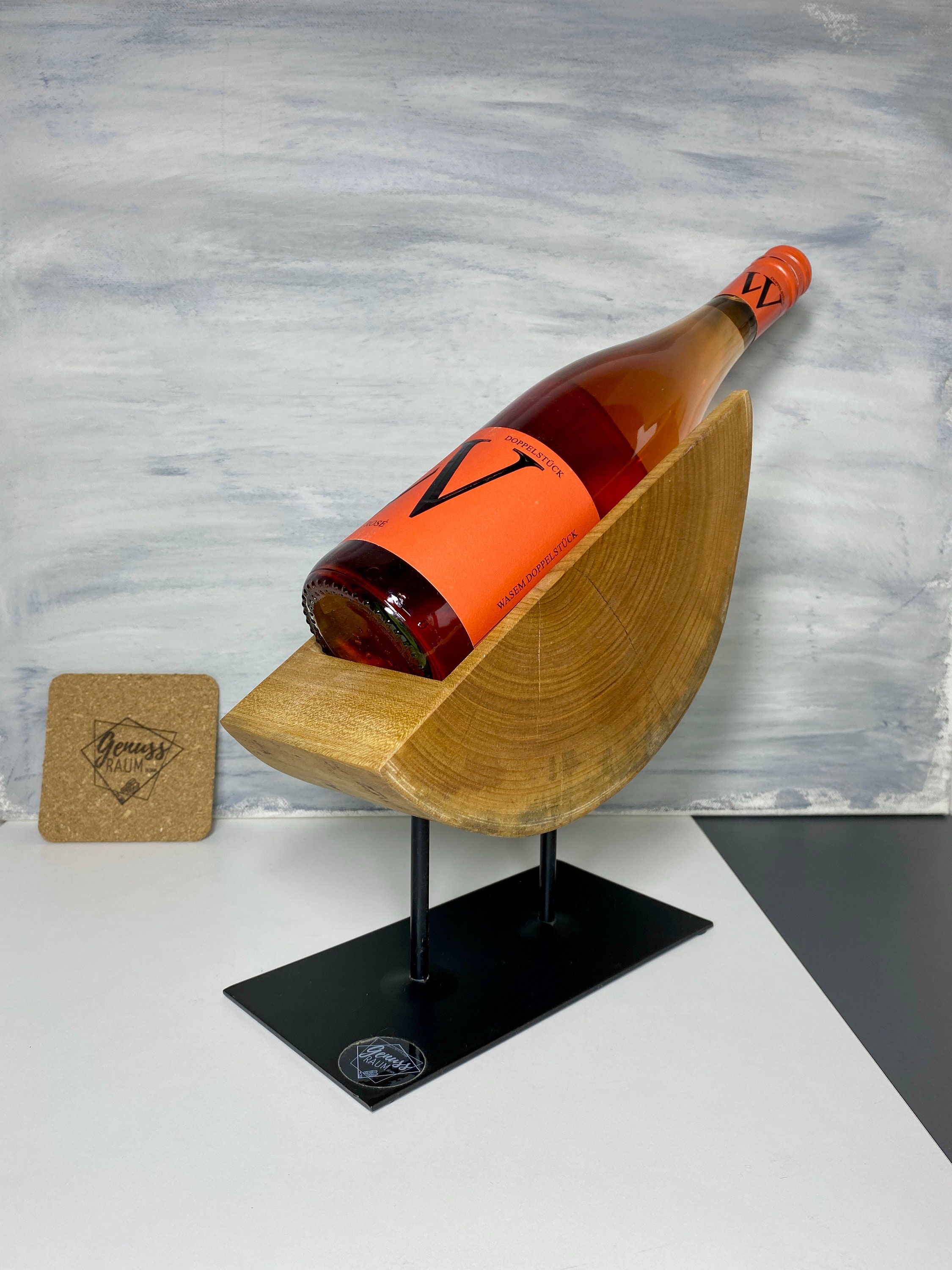 Small Cherry Wood Wine Rack for Christmas Bottle Holder for the Table ...