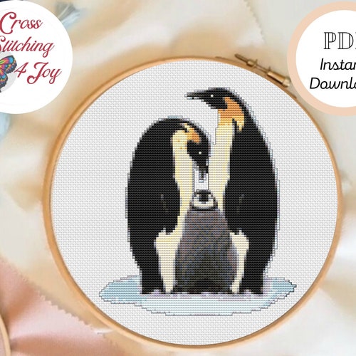 Penguin Penguin Cross-stitch Cute Nursery Decorpenguin | Etsy