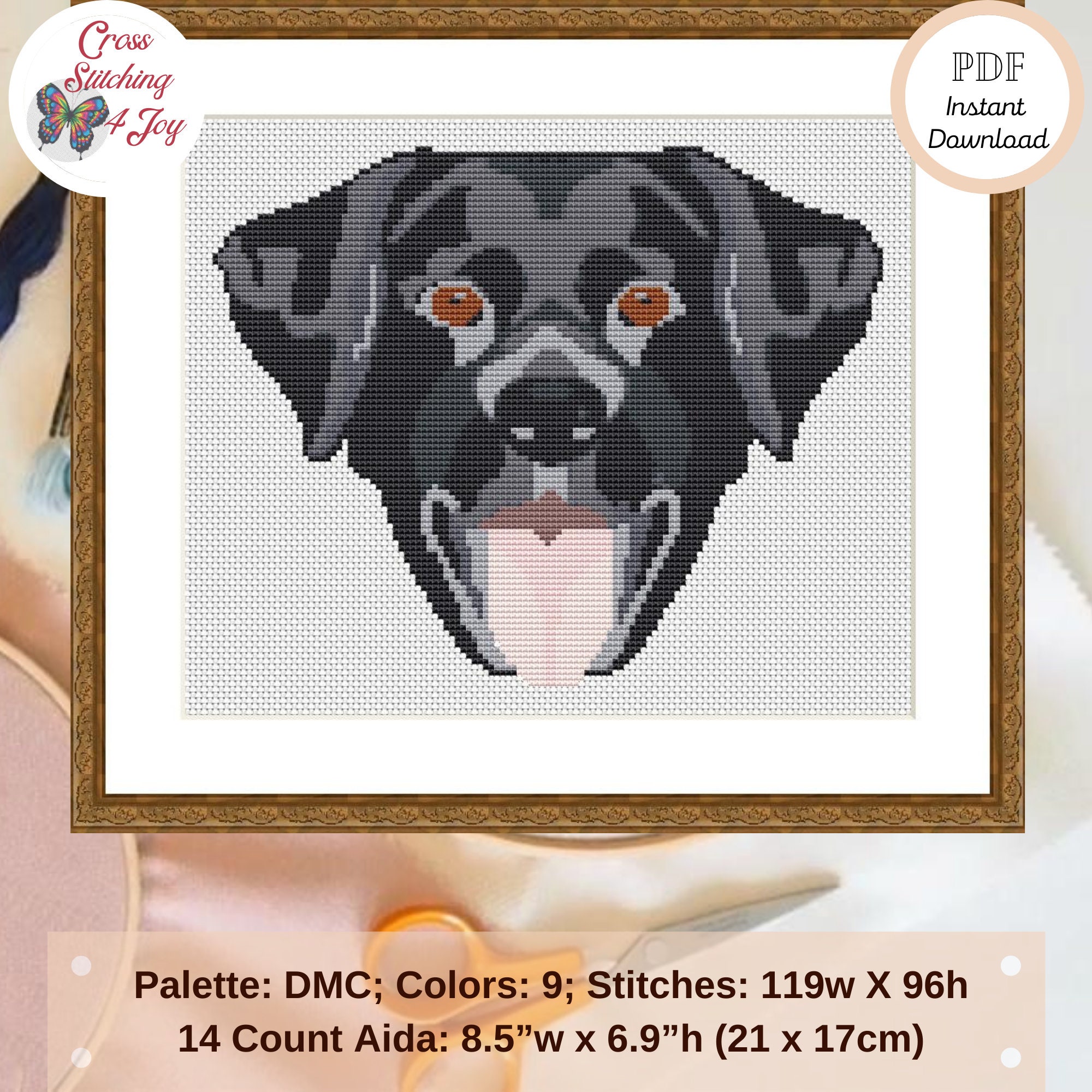 Black Labrador Retriever Cross Stitch Pattern Very Easy - Etsy