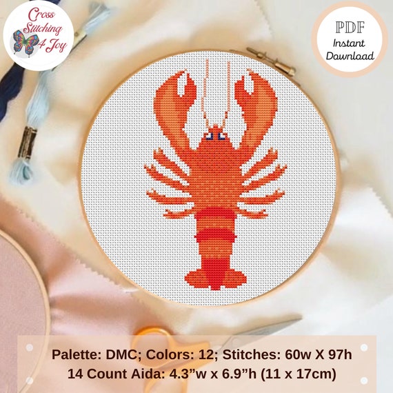 Lobster Cross Stitch Pattern Quick Cross Stitch DIY | Etsy