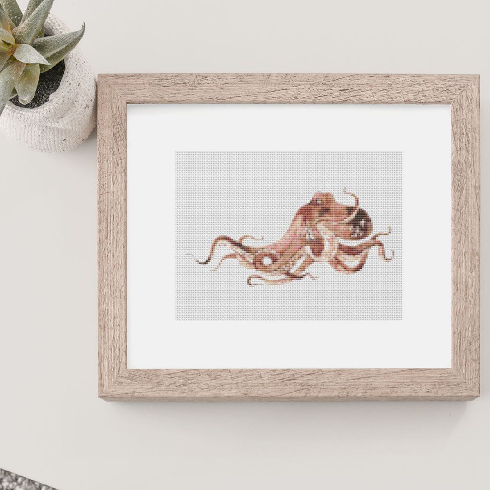 Octopus Counted Cross Stitch Pattern, Easy Modern Nature Art, Colorful ...