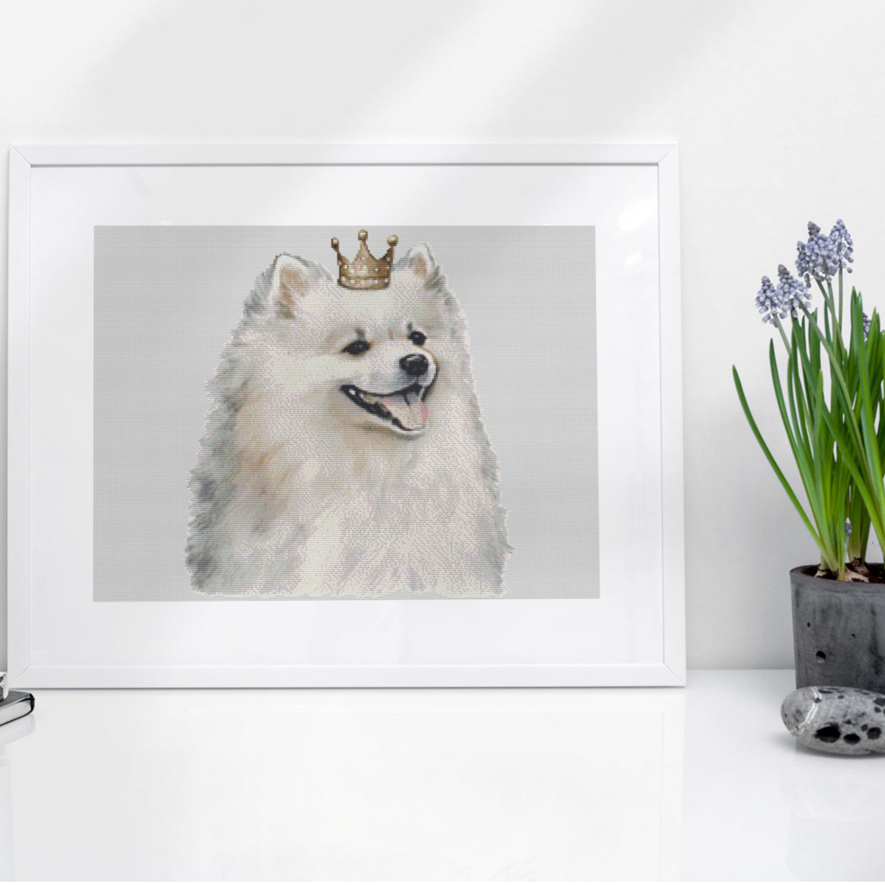 American Eskimo Dog Cross Stitch, Cute Dog Breed Theme, Colorful ...