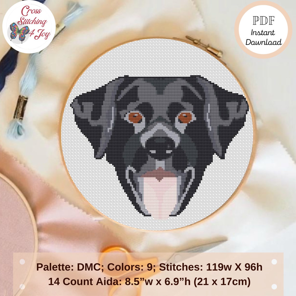 Black Labrador Retriever Cross Stitch Pattern Very Easy - Etsy