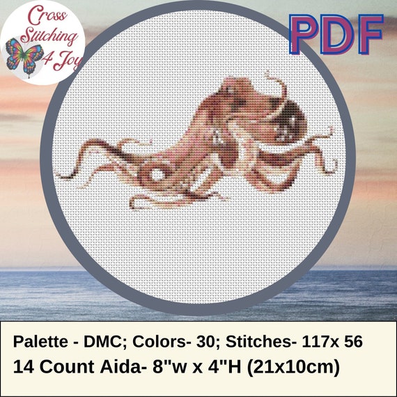 Octopus Counted Cross Stitch Pattern Easy Modern Nature Art - Etsy