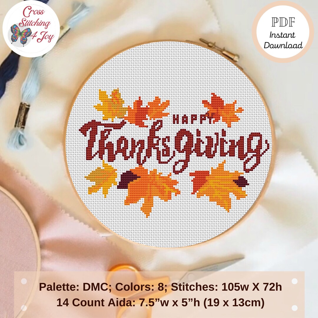 Happy Thanksgiving Pattern, Fall Harvest Holiday, Thanksgiving Gift ...