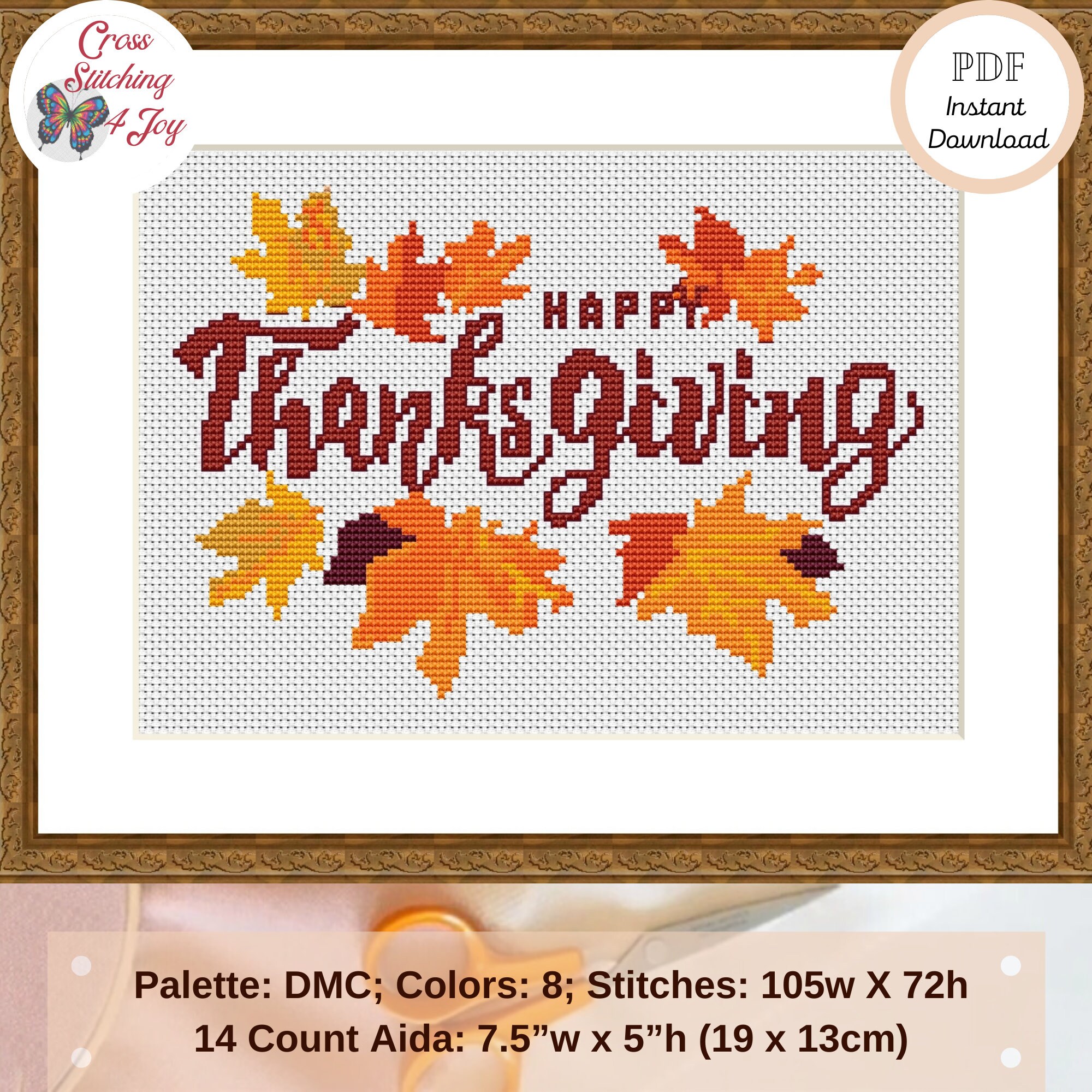 Happy Thanksgiving Pattern, Fall Harvest Holiday, Thanksgiving Gift ...