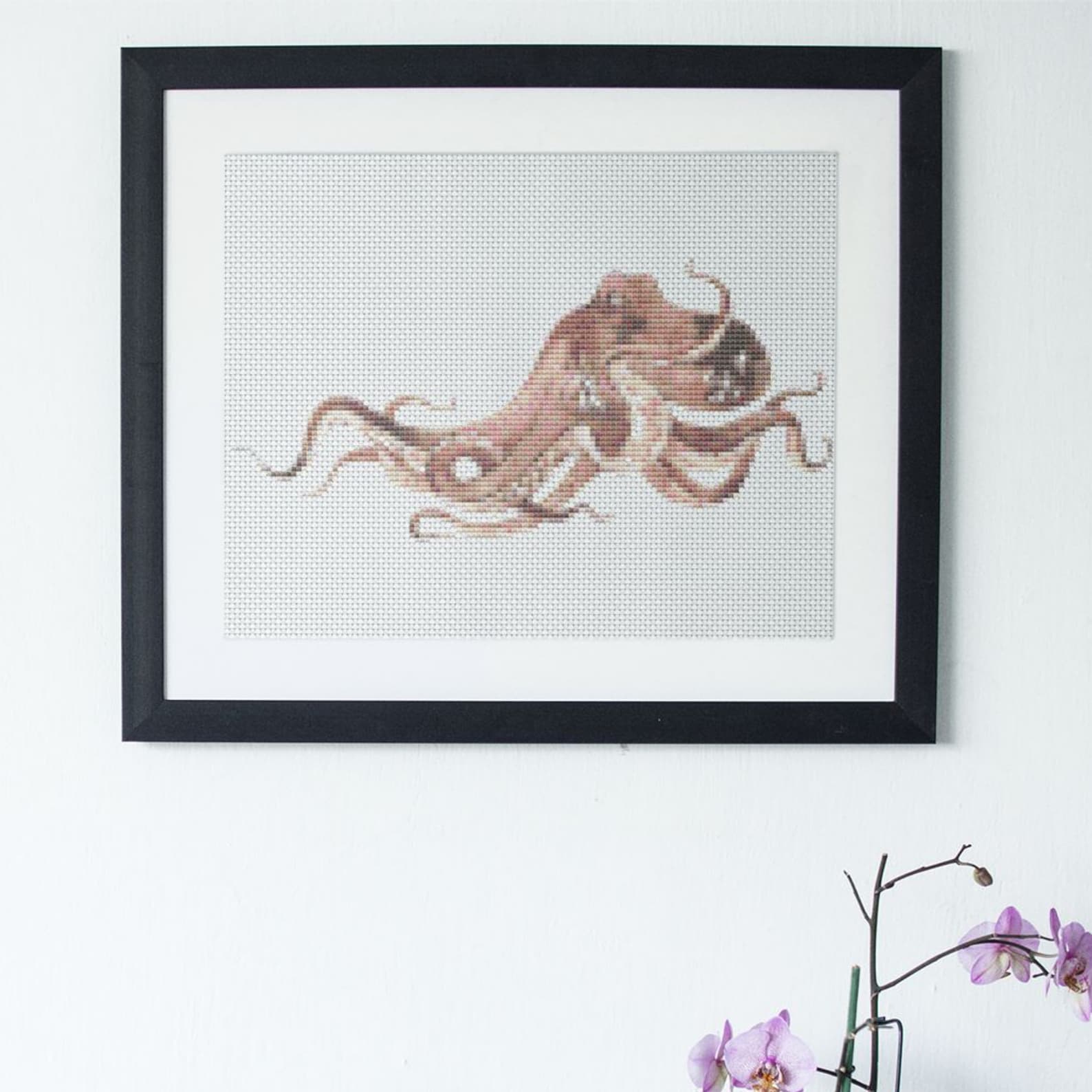 Octopus Counted Cross Stitch Pattern, Easy Modern Nature Art, Colorful ...