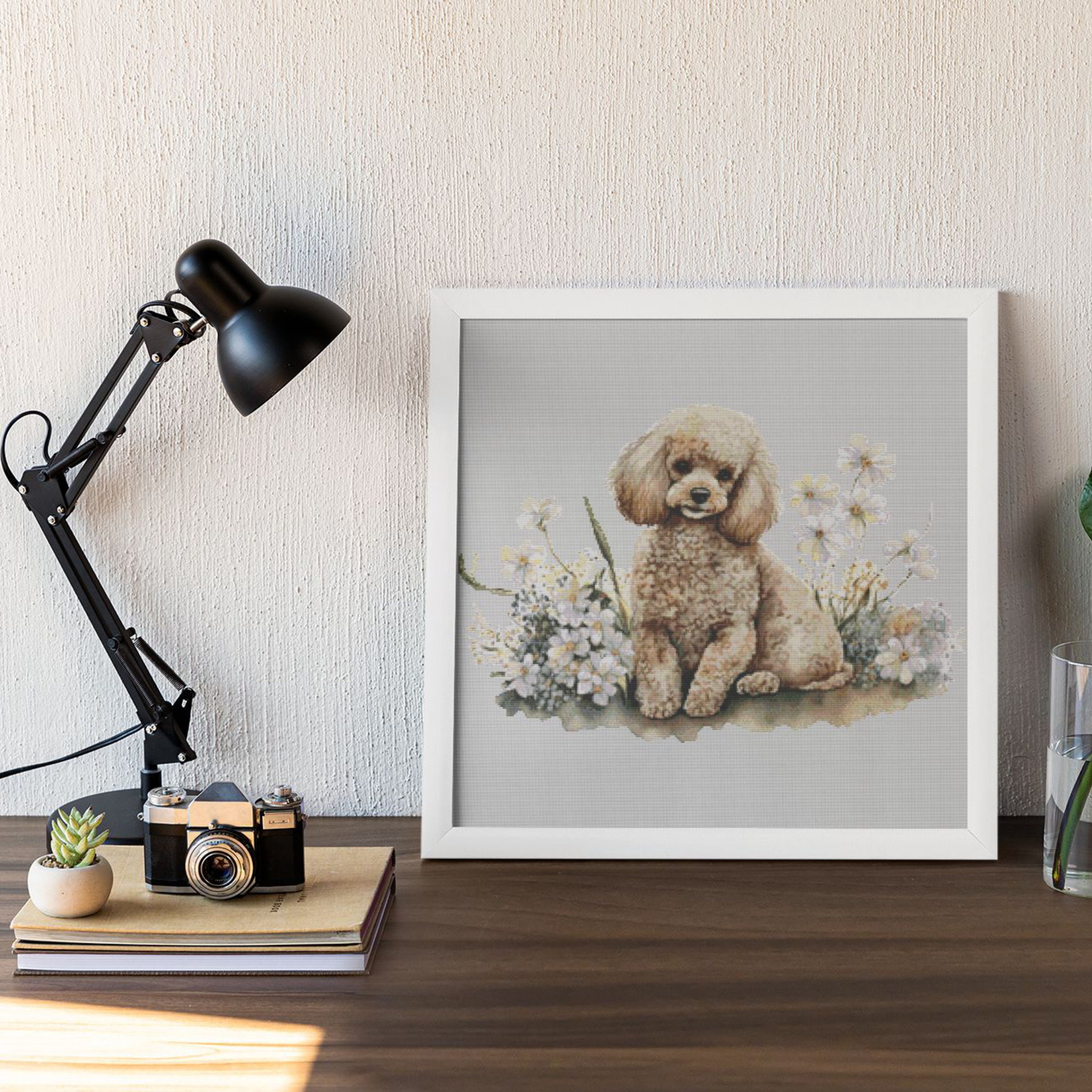 Poodle Counted Cross Stitch, Cute Dog Breed, Colorful Puppy Watercolor ...