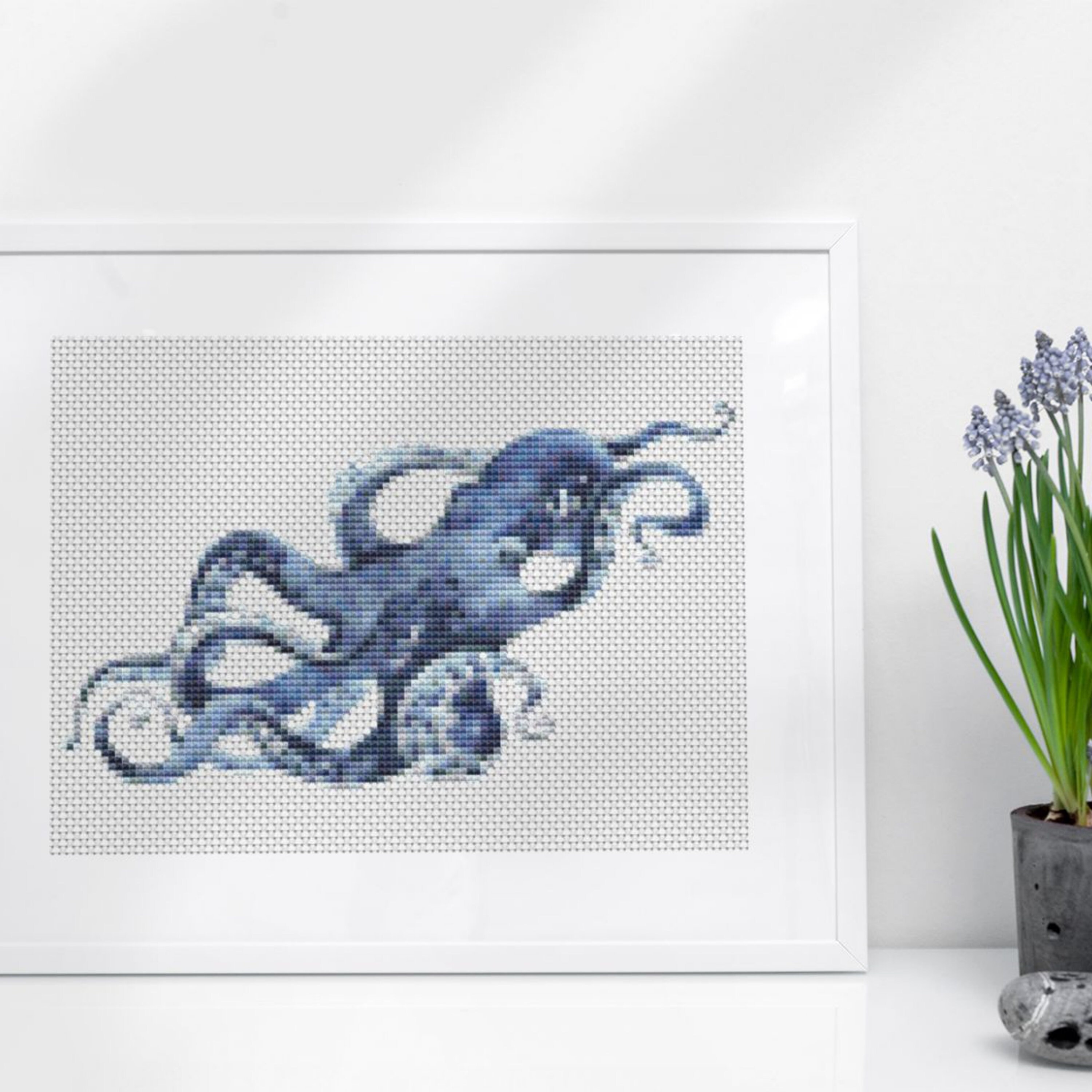 Octopus Counted Cross Stitch Pattern, Easy Modern Nature Art, Colorful ...