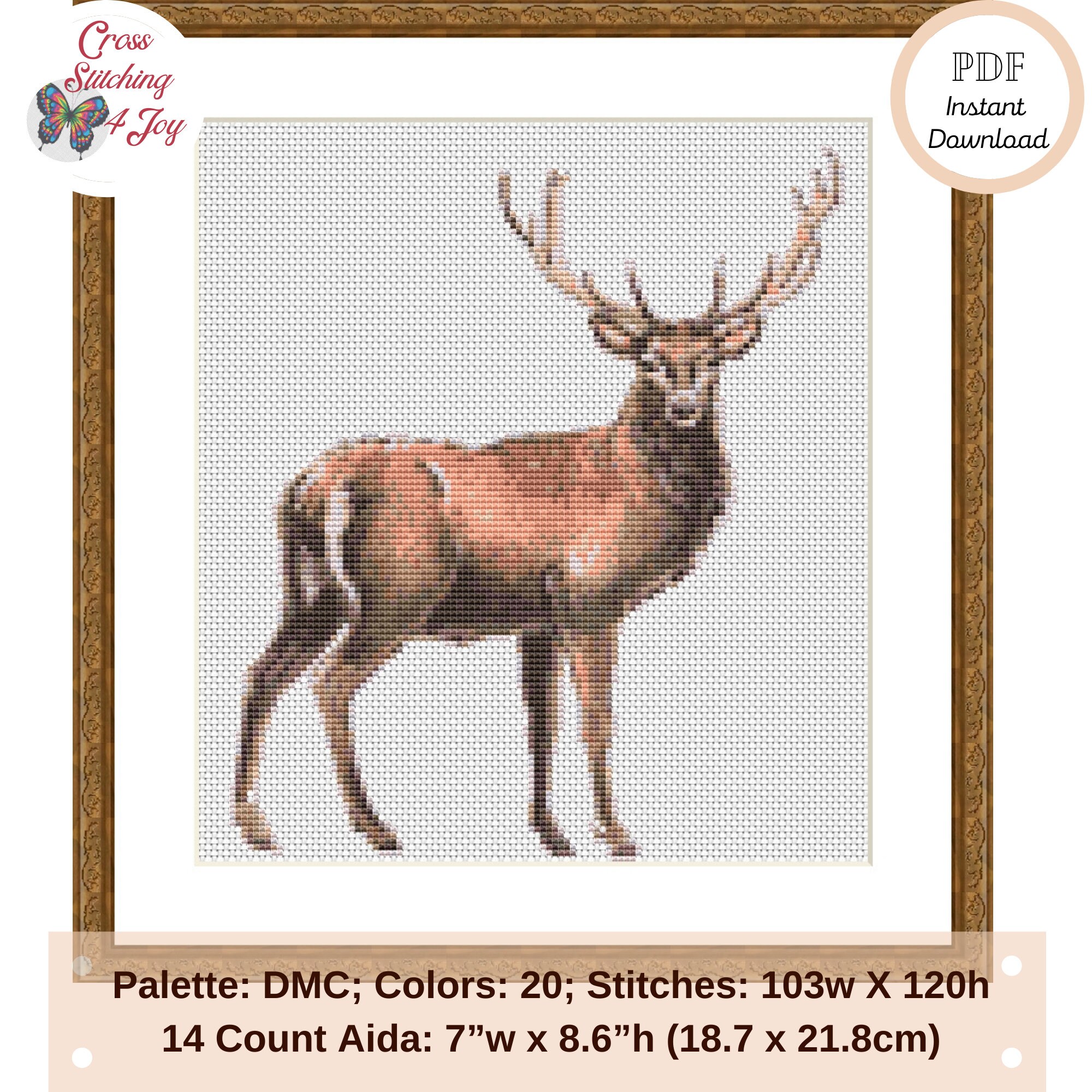 Royal Stag Animal Cross Stitch Pattern Nature Lovers Gift - Etsy Canada