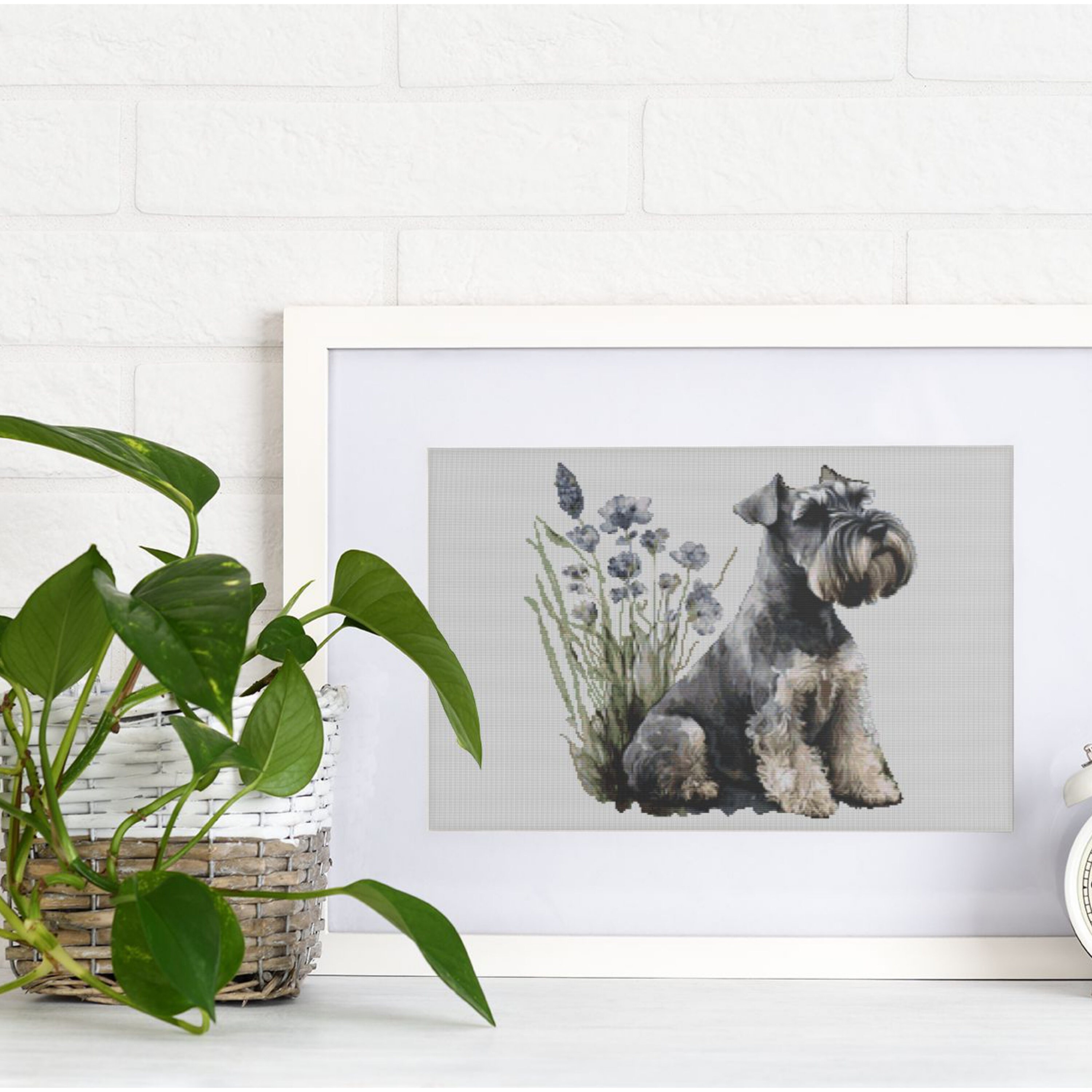 Schnauzer Counted Cross Stitch, Schnauzer Dog Breed, Colorful ...