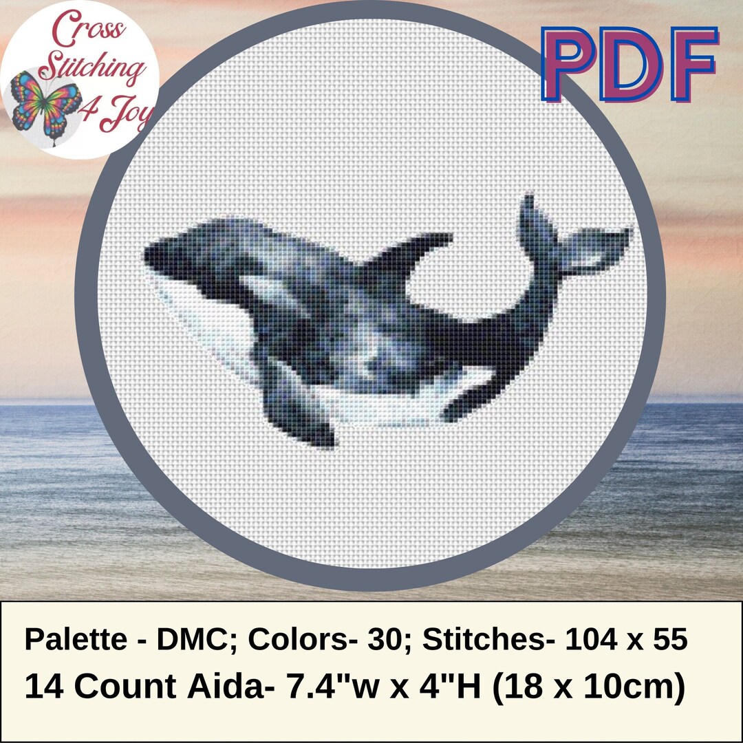 Orca Cross Stitch Pattern, Killer Whale, Easy Ocean Life Nature Art ...